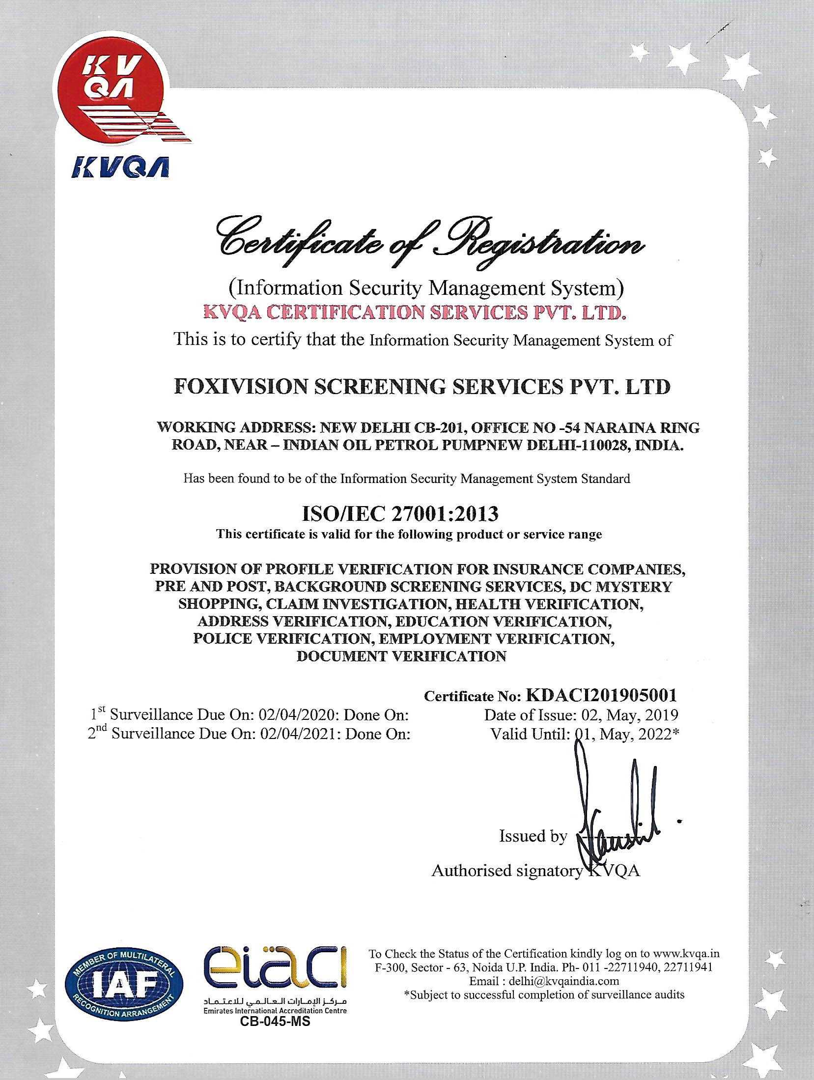 Awards & Certificates | Foxivision Screening Services PVT LTD